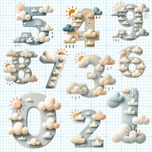 Clouds Alphabets and Numbers Clipart, Cloud Letters PNG, Succulent Font ...