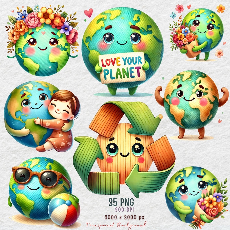 Love Earth, Earth Clipart, Earth Day Clipart, Love Earth Clipart, Eco ...