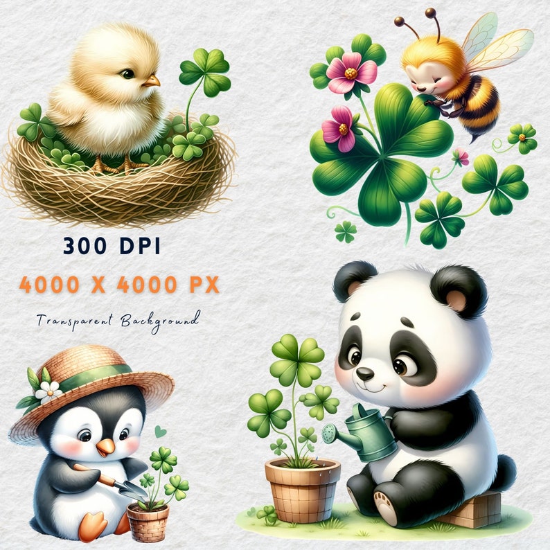 Cute St. Patrick's Day Clipart Bundle, Cute Shamrock PNG, Watercolor ...