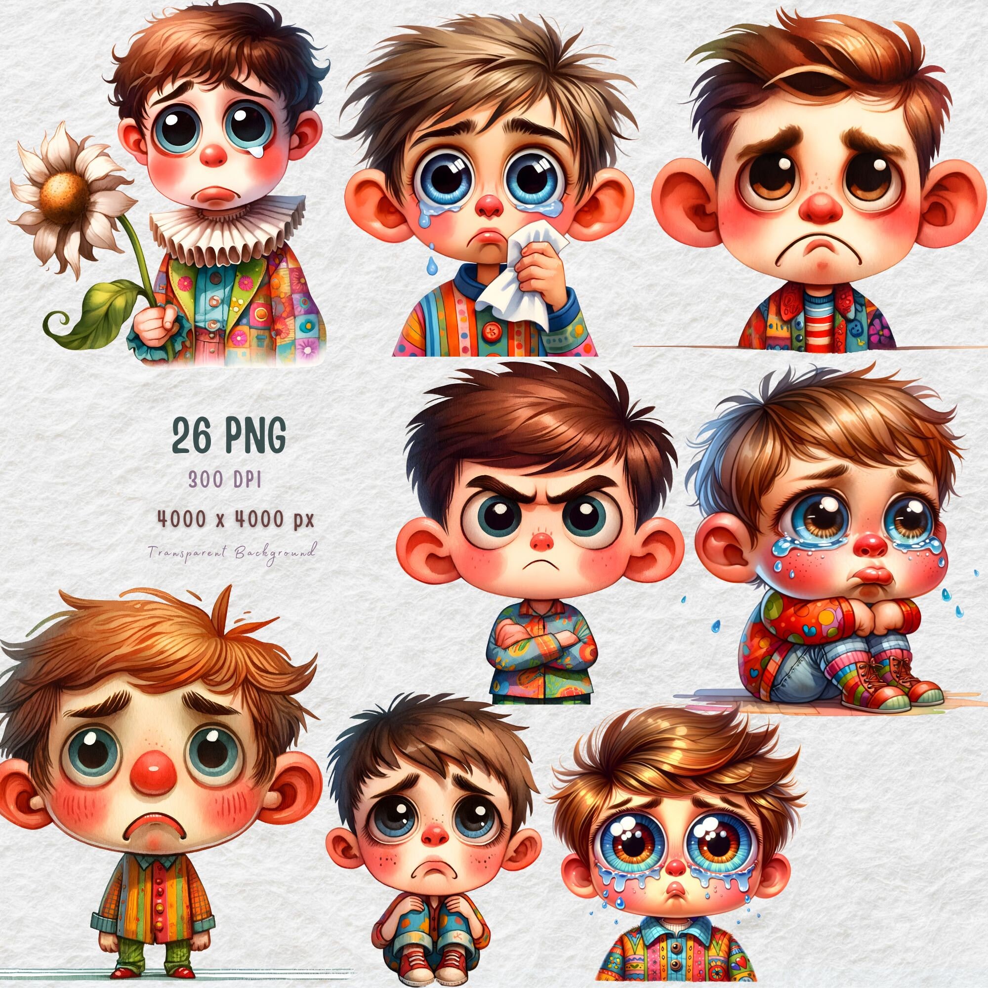 Unhappy Girl, Sad People Clipart, Unhappy Boy, Watercolor Children's ...