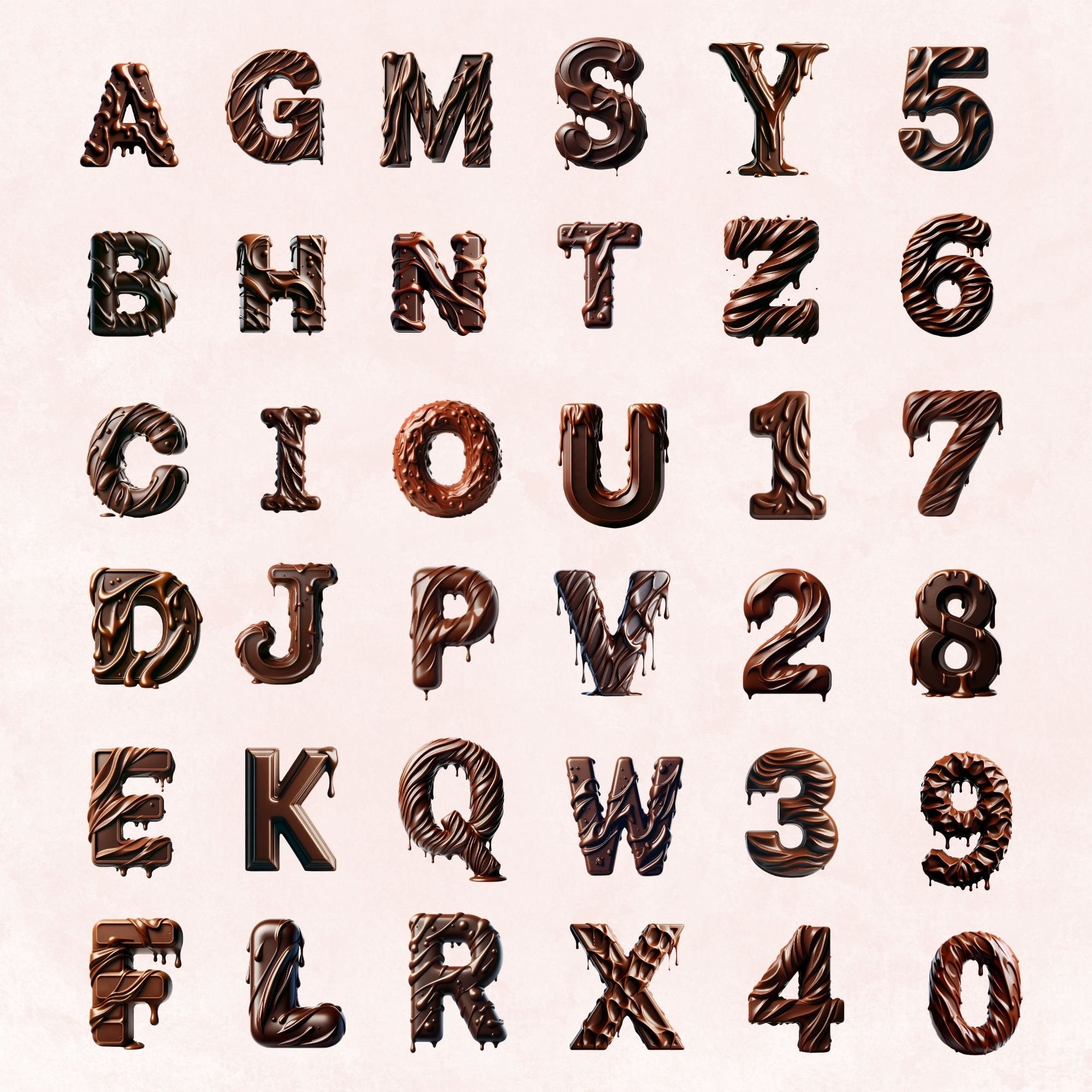 Watercolor Chocolate Alphabet Clipart: Sweet Digital Font (PDF Download ...