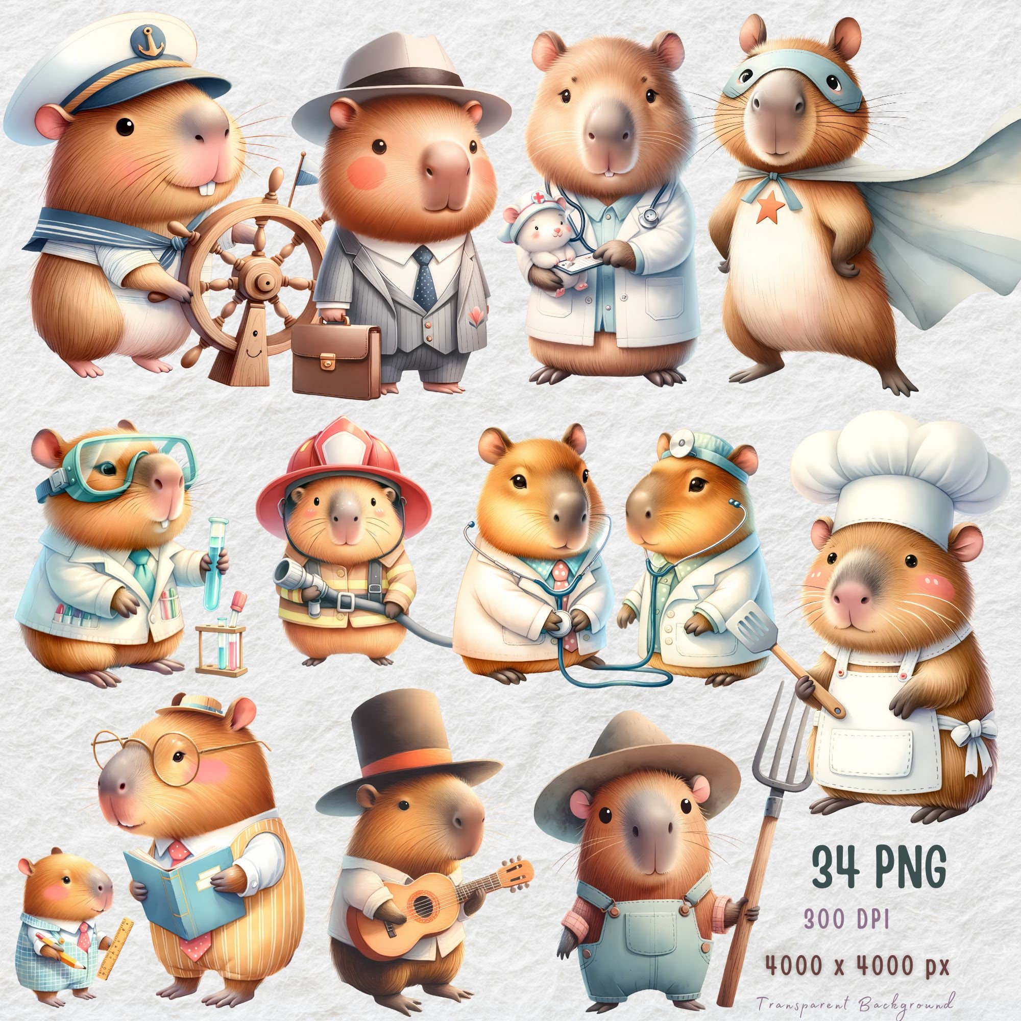Capybara Clipart, Cute Capybara PNG, Capybara, Nursery Clipart, Animals ...