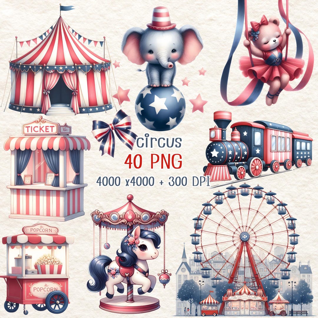 Watercolor Circus Clipart Png,circus Tent, Nursery Decor Circus Party ...