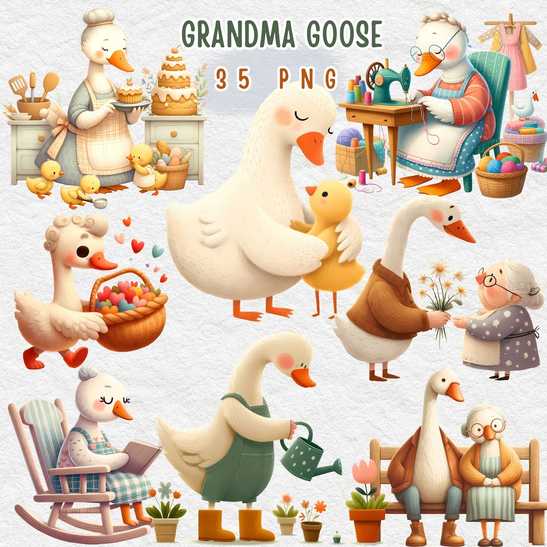 Grandma Goose, Goose Clipart, Goose Print, Goose Print Nursery, Geese ...