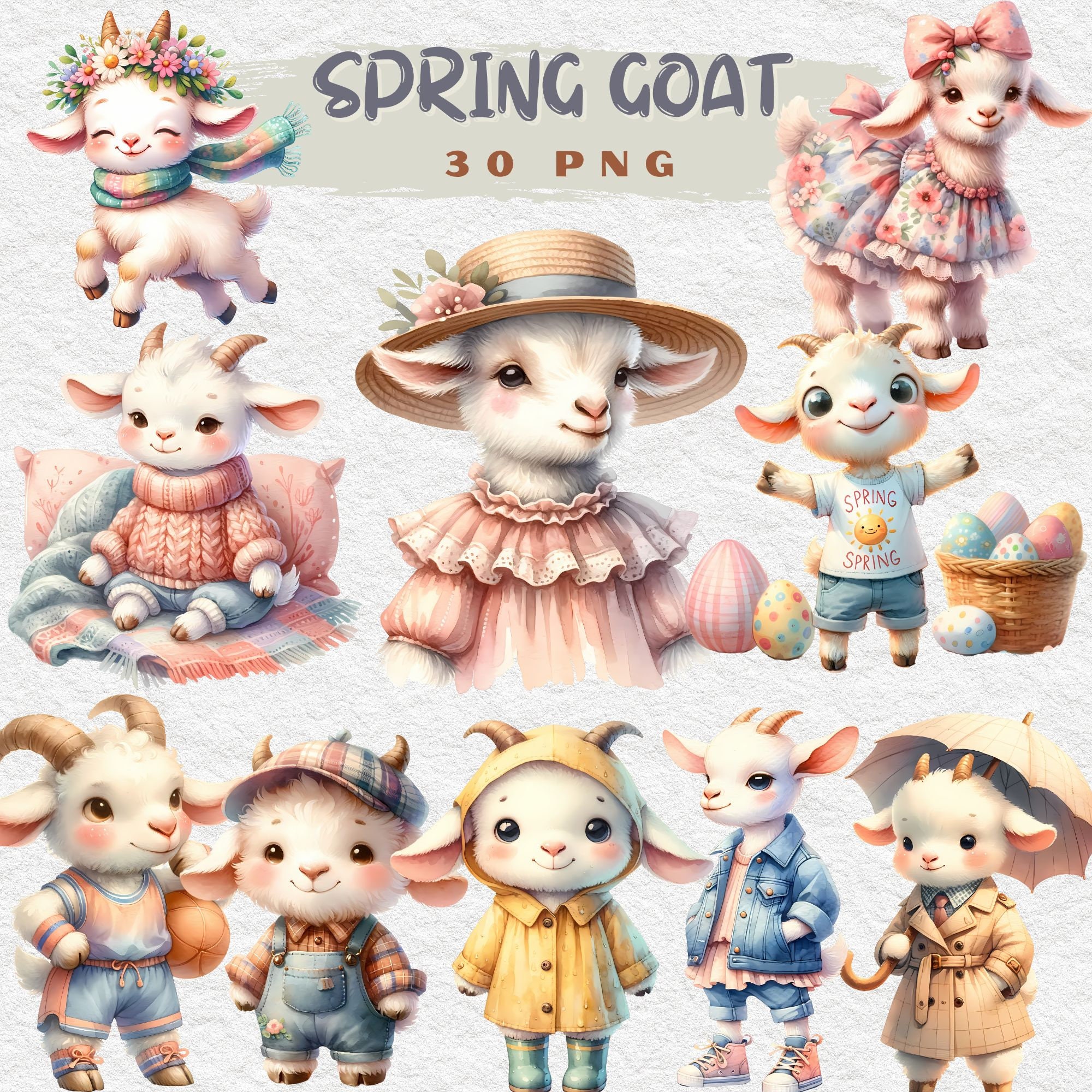 Cute Goat Clipart, Spring Clipart , Goat Clipart, Little Animals ...