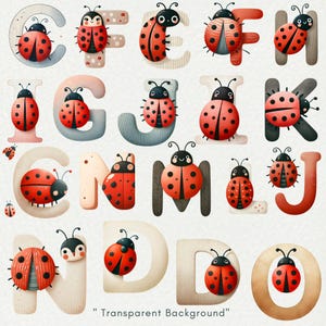 Alphabet Ladybug Clipart, Love Bug Clipart, Ladybug Font, Ladybug ...