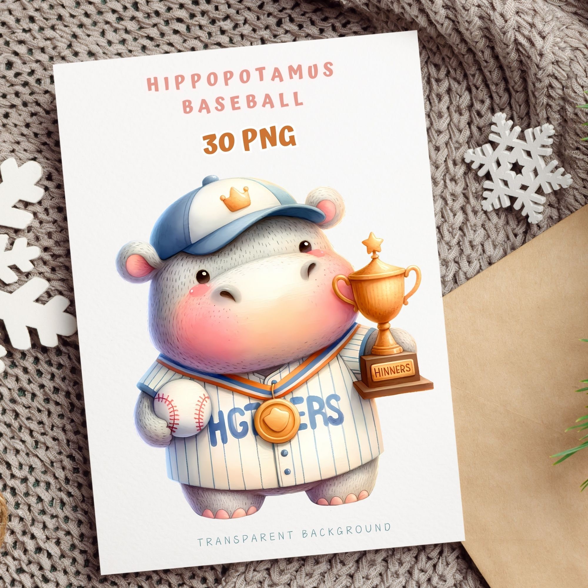 Sport Animal Clipart, Baseball Clipart, Cute Hippopotamus, Baby Hippo ...