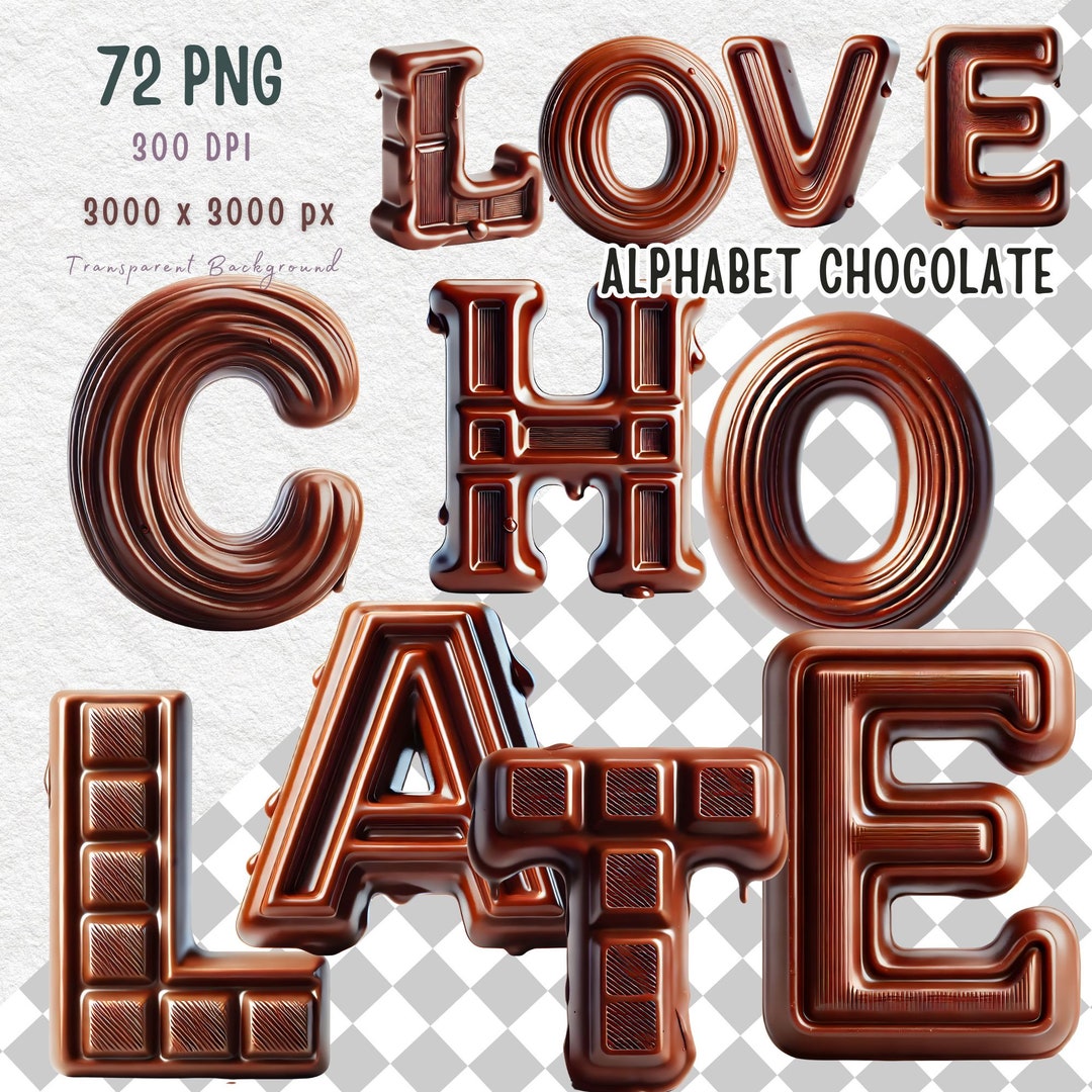 Chocolate Alphabet, Chocolate Clipart, Watercolor Chocolate Clipart ...