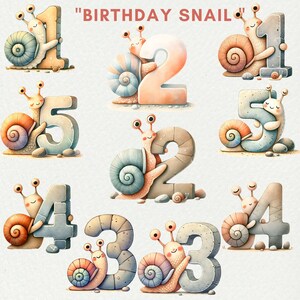Snail Birthday Clipart, Watercolor Snail Clipart, Snail Clipart, Little ...
