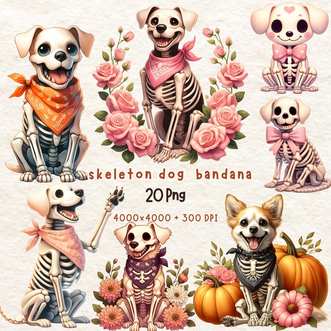 Skeleton Dog , Cute Halloween Clipart, Ghost Dog , Dog Halloween ...