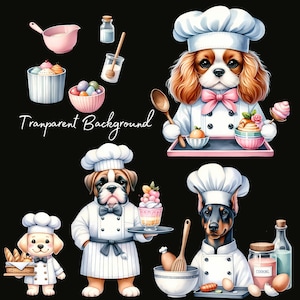Cute Chef Dogs, Kitchen Clipart, Chef Dog Clipart Bundle, Baker Dog Art ...