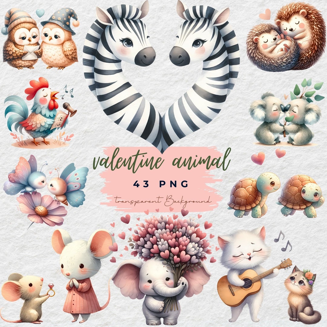 Animal Lover PNG, Rabbit Lover PNG, Zebra Clipart, Romantic Couple ...