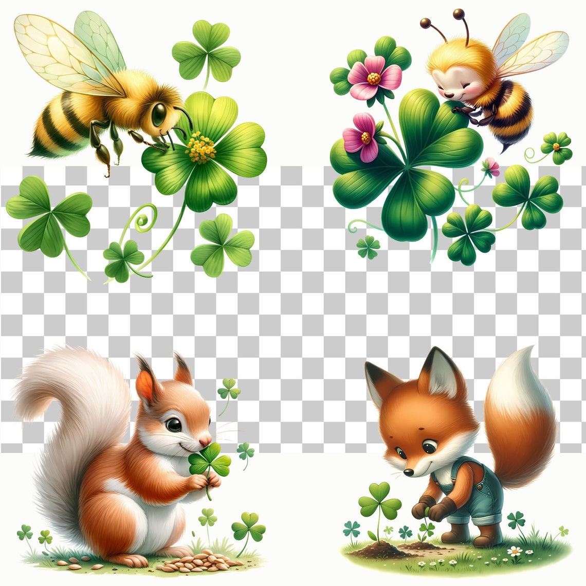 Cute St. Patrick's Day Clipart Bundle, Cute Shamrock PNG, Watercolor ...