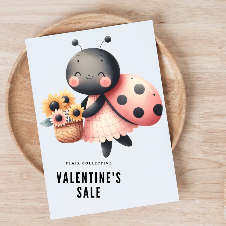 Pink Ladybug Valentine Clipart, Love Bug Clipart, Valentine Sublimation ...