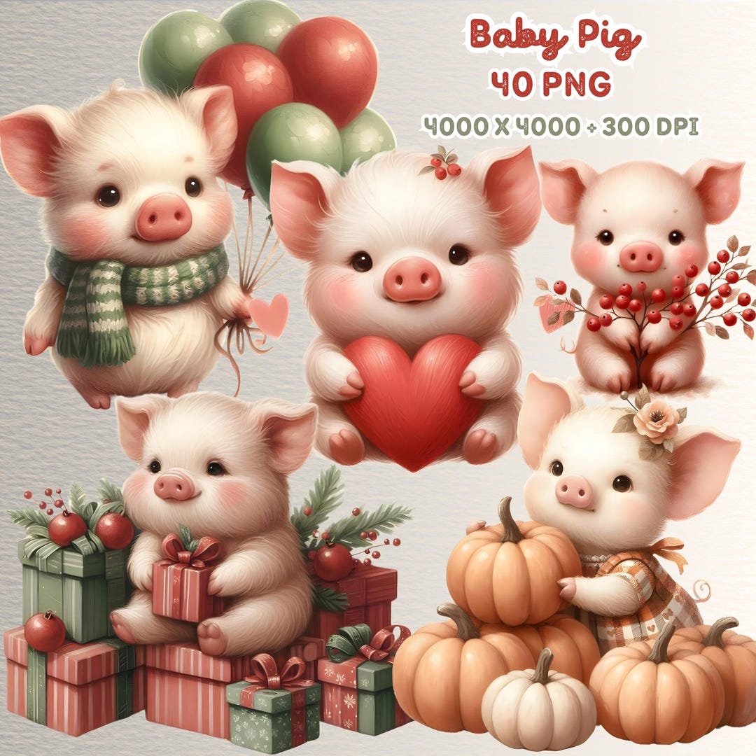 Christmas Pig Png ,piglet Clipart,falling in Love Baby Shower Clipart ...