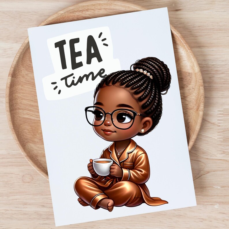 Relaxing Black Girl Clipart: Watercolor Planner Stickers (PDF Download ...