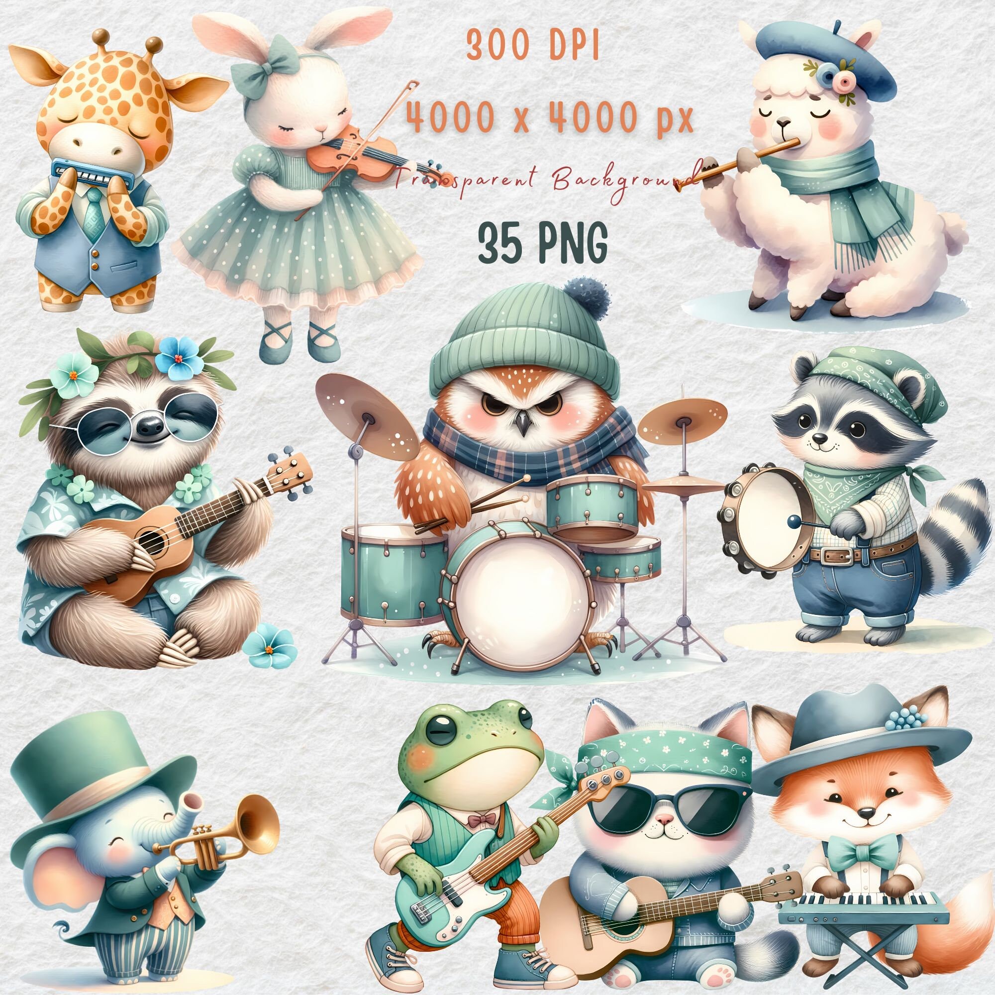 Music Animal, Musical Animals Clipart, Musical Instrument, Digital Ar ...