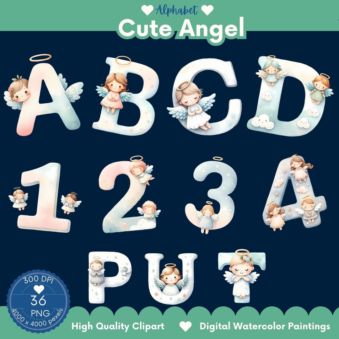 Christmas Angel Alphabet Clipart, Fairy Alphabet, Christmas Alphabet ...