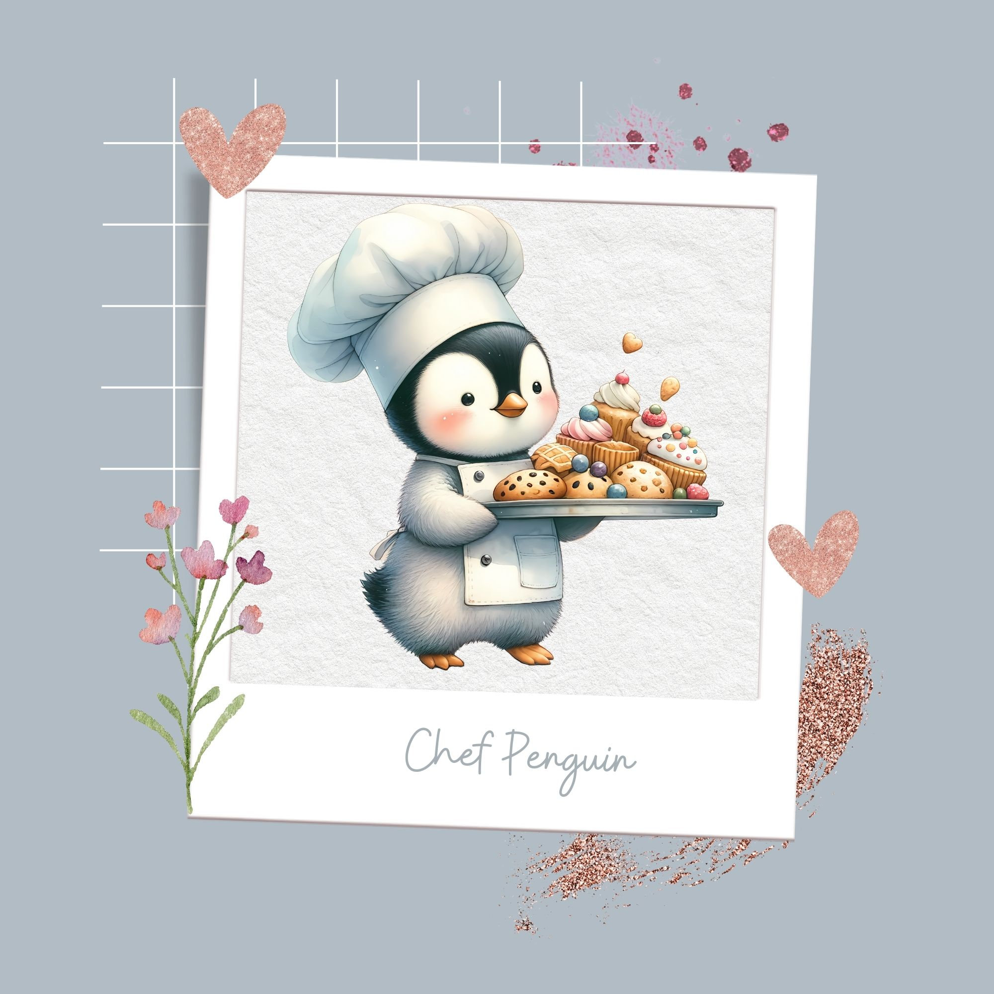 Cute Chef Penguin, Chef Penguin Clipart Bundle, Baker Penguin Art ...