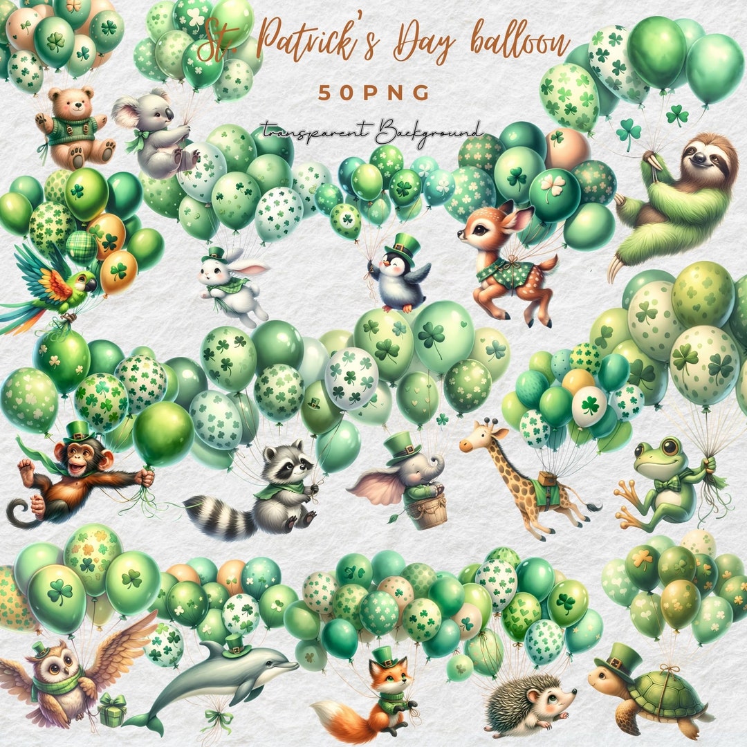 Cute St. Patrick's Day Clipart Bundle, Cute Shamrock PNG, Watercolor ...