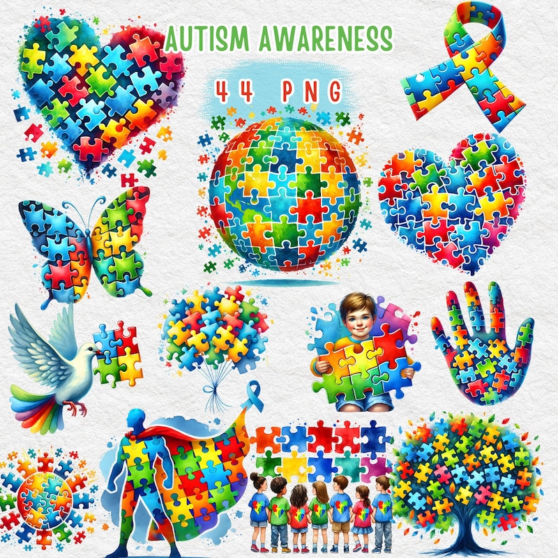 Autism Awareness Clipart - Etsy