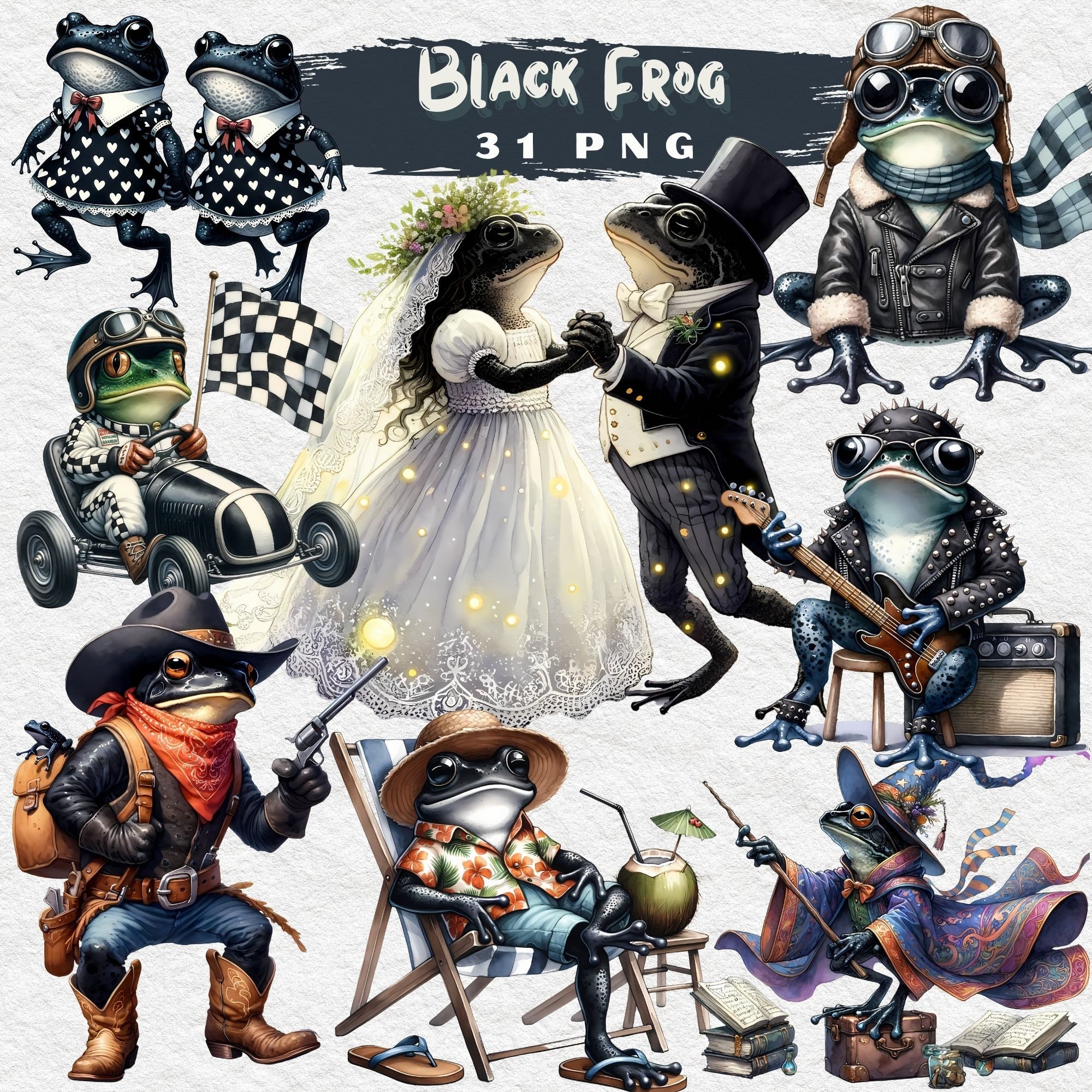 Black Frog, Whimsical Frogs PNG, Love Frog, Watercolor Frog, Frog ...