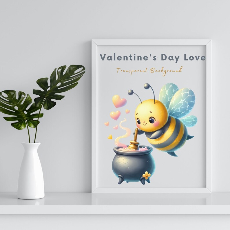 Cute Bee in Love Water Color Clipart , Honey Bee With Flower Character ...