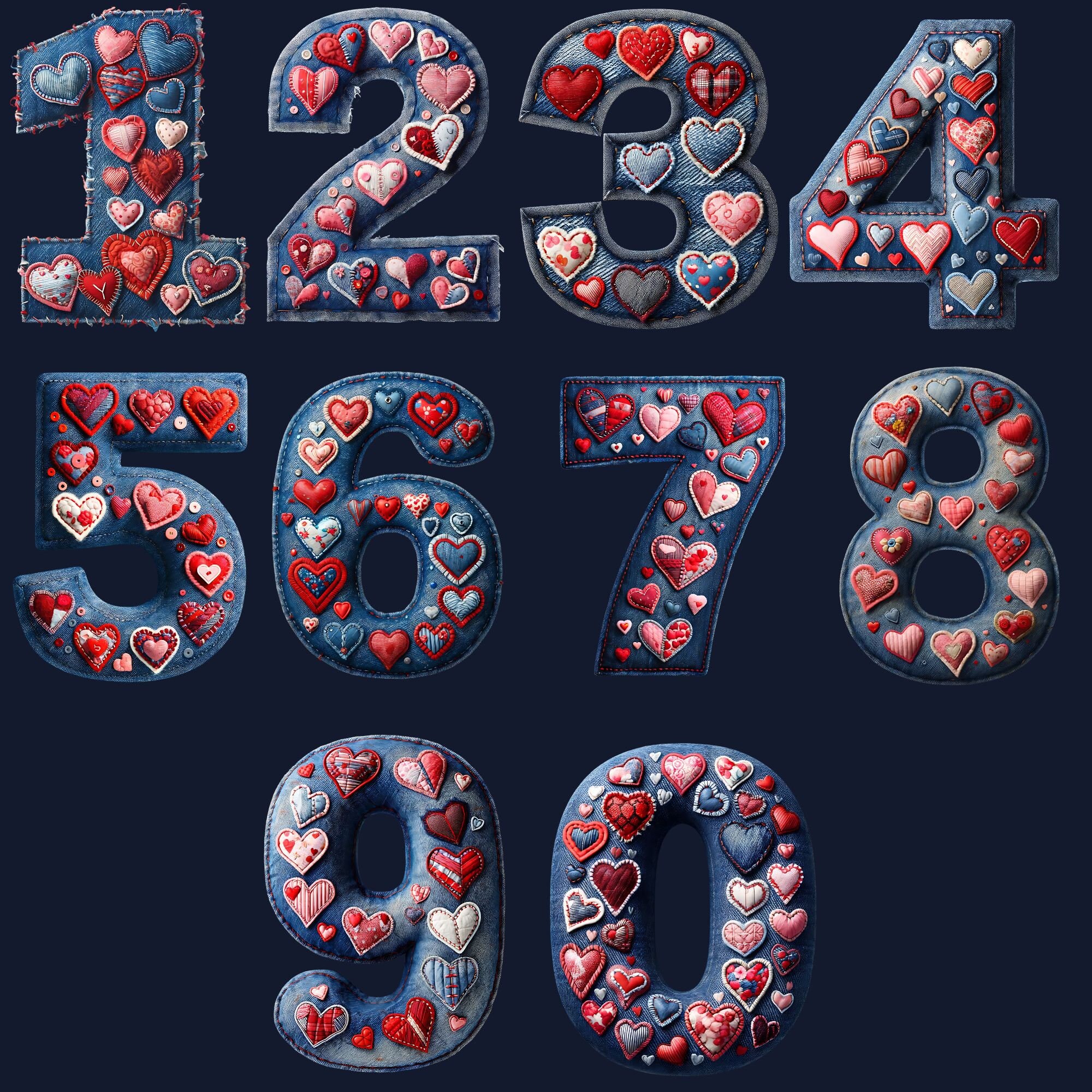 Valentine Alphabet PNG, Denim Alphabet, Heart Alphabet, Love Heart ...