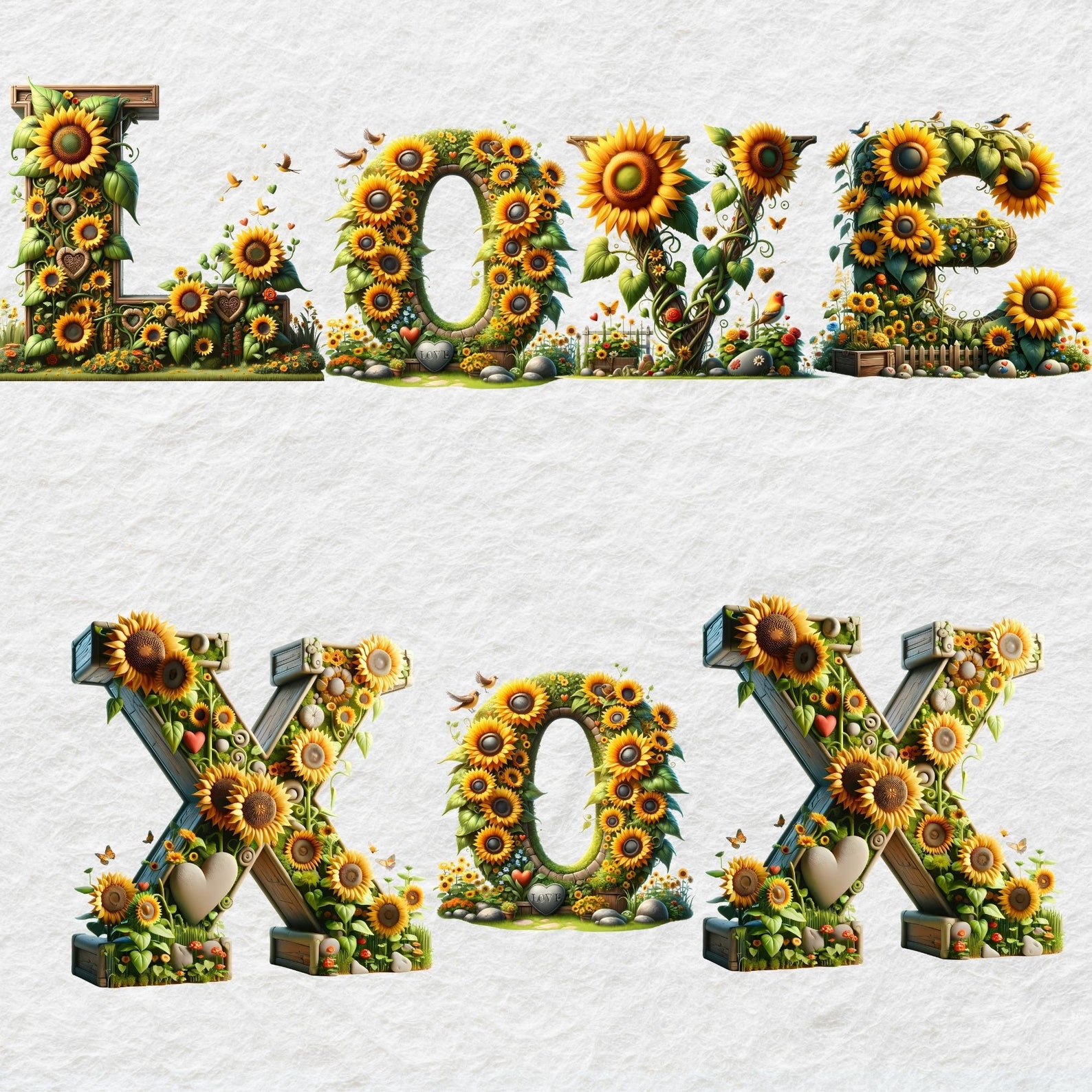 Sunflower Alphabet, Floral Letters Png, Sunflower Monogram Png ...
