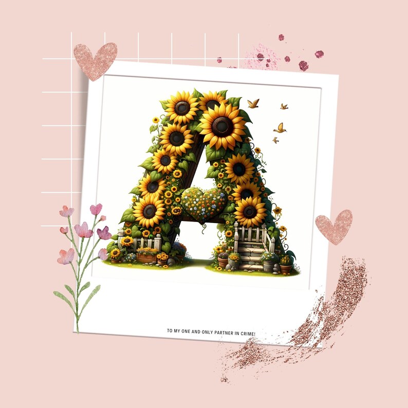 Sunflower Alphabet, Floral Letters Png, Sunflower Monogram Png ...