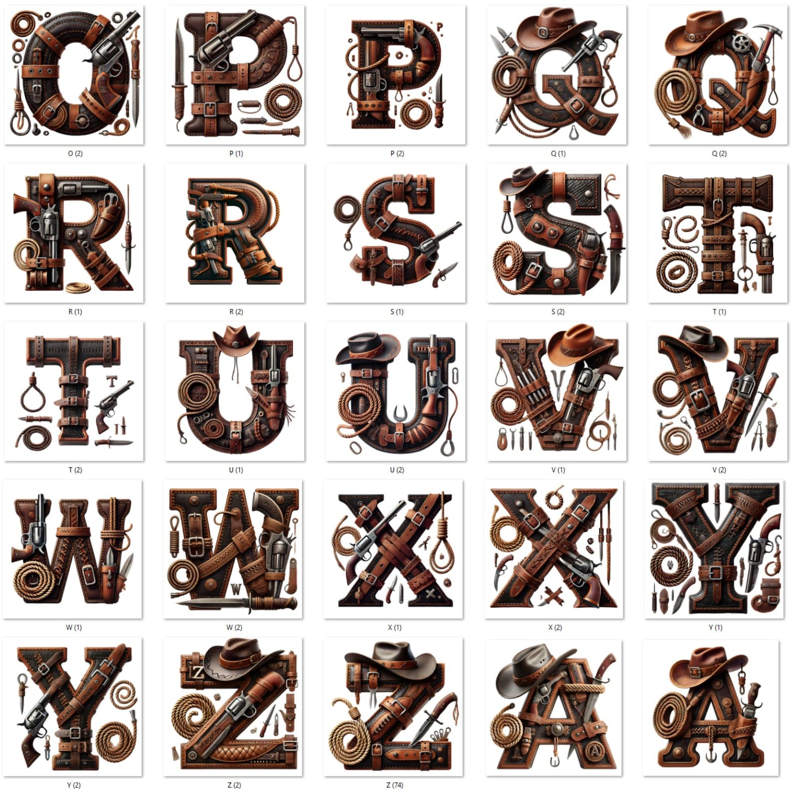 Western Cowboy Alphabet Clipart: PNG Font, Wild West Letters (PDF ...