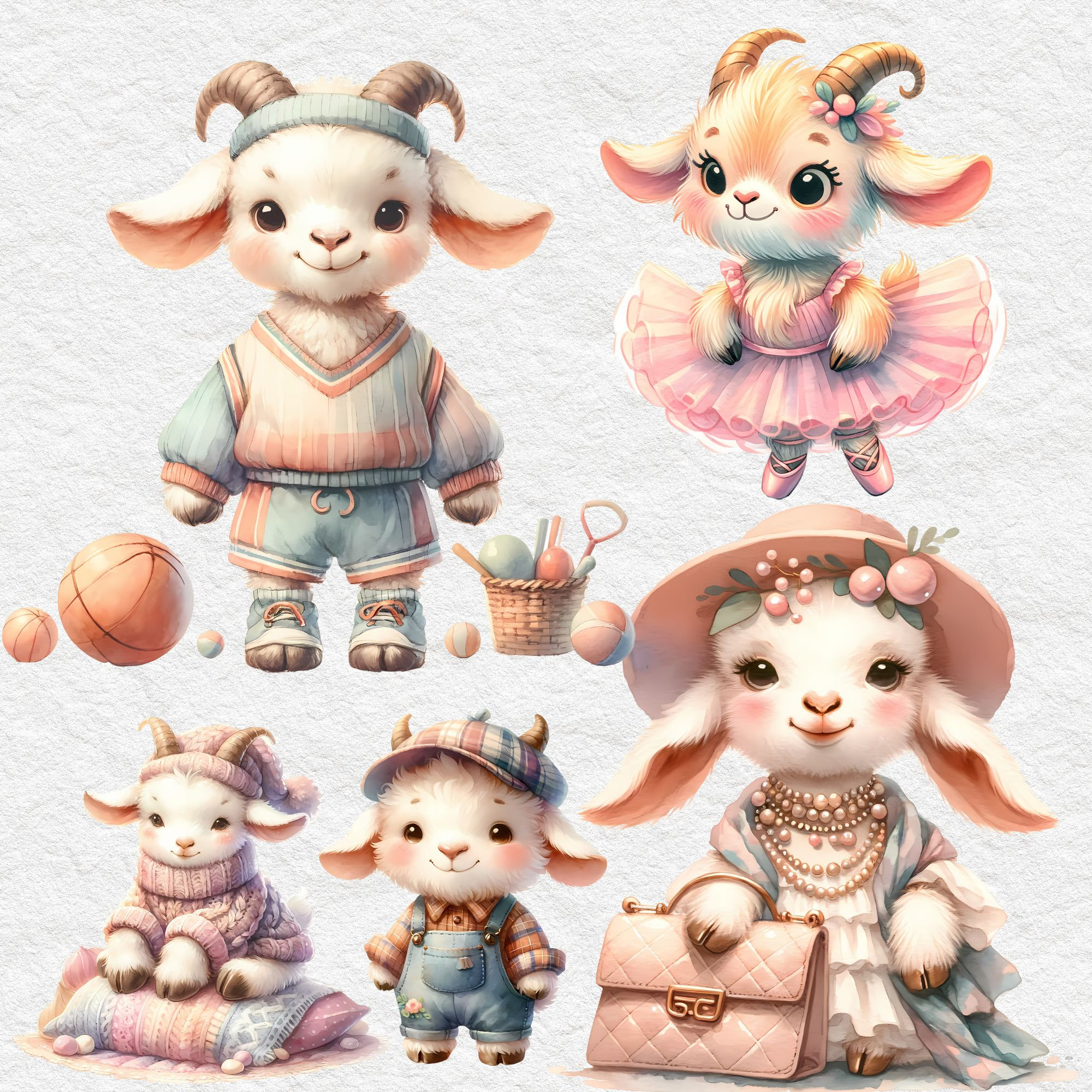 Cute Goat Clipart, Spring Clipart , Goat Clipart, Little Animals ...