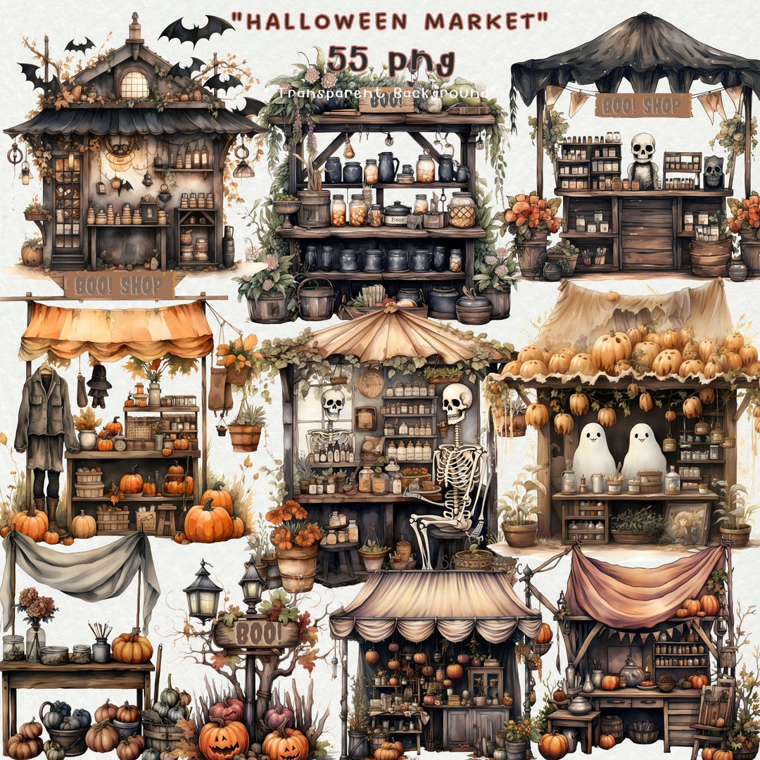 Watercolor Halloween Png, Halloween Storefronts, Spooky Store Images ...