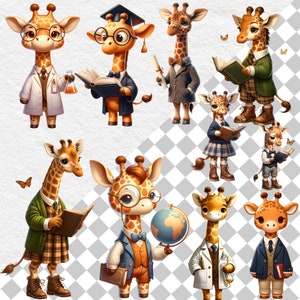 Giraffe Clipart, Back to School Clipart, Giraffe Png, Back to School ...