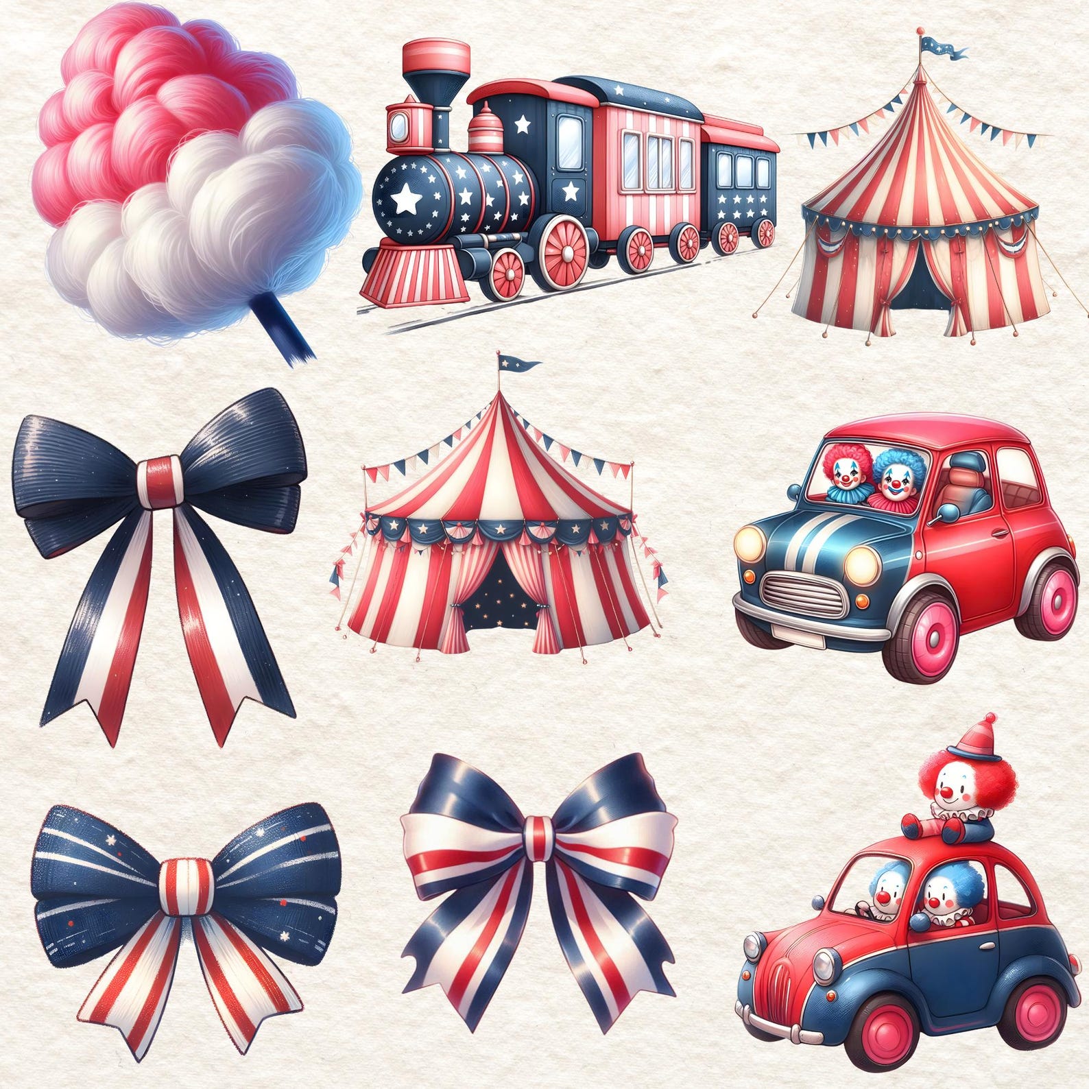 Watercolor Circus Clipart: Carnival Animals, Tent, Carousel (PNG) - Etsy