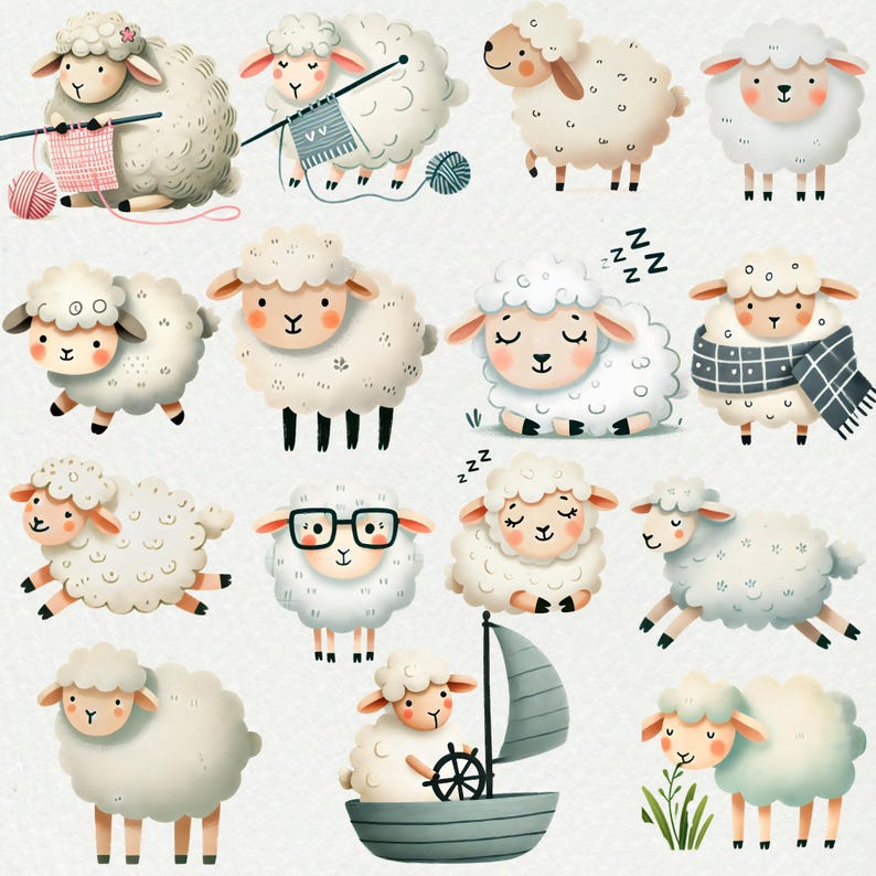 Cute Sheep Clipart, Sheep PNG, Sheep Farmer Decoration, Nursery Clipart ...