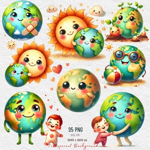 Love Earth Clipart, Earth Day PNG, Eco Friendly (PDF Download) - Etsy