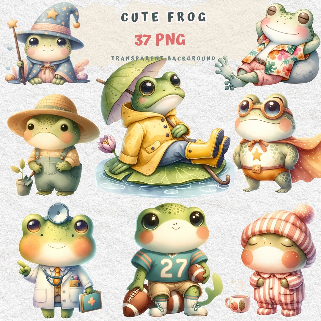 Cute Frog, Whimsical Frogs PNG, Love Frog, Watercolor Frog, Frog ...