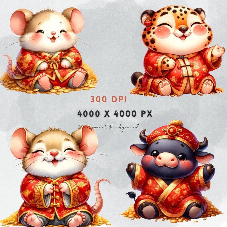 Chinese Zodiac Clipart, Animal Signs China Digital, Chinese New Year ...