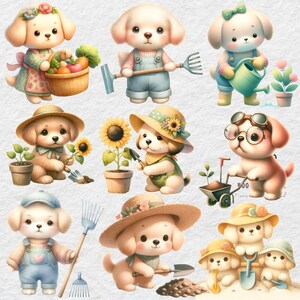 Garden Dog, Cute Dog Clipart, Garden Dog Print, Dogs Clipart, Nursery ...