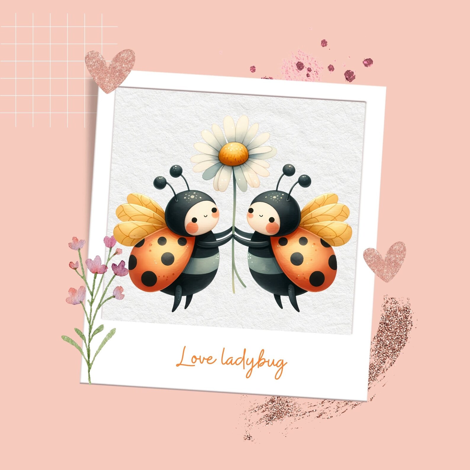 Cute Ladybug Valentine Clipart, Love Bug Clipart, Valentine Sublimation ...