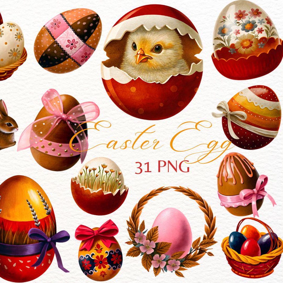Watercolor Easter Egg Clipart: Pastel Easter Designs (PNG, PDF) - Etsy