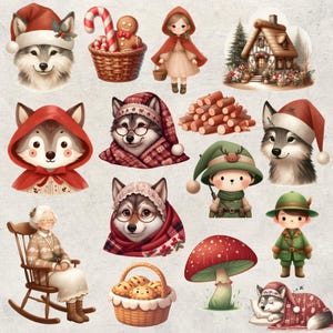 Little Red Riding Hood Christmas , Woodland Animals Watercolor, Love ...