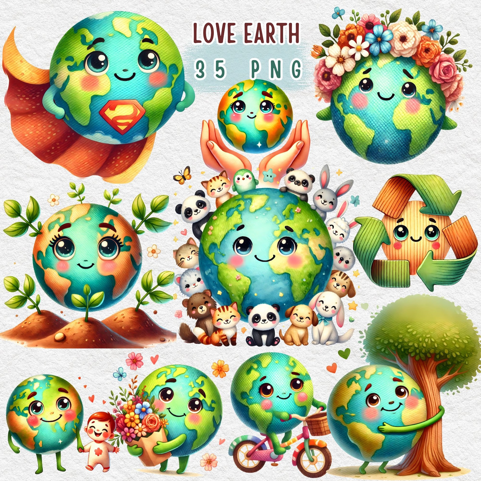 Love Earth, Earth Clipart, Earth Day Clipart, Love Earth Clipart, Eco ...