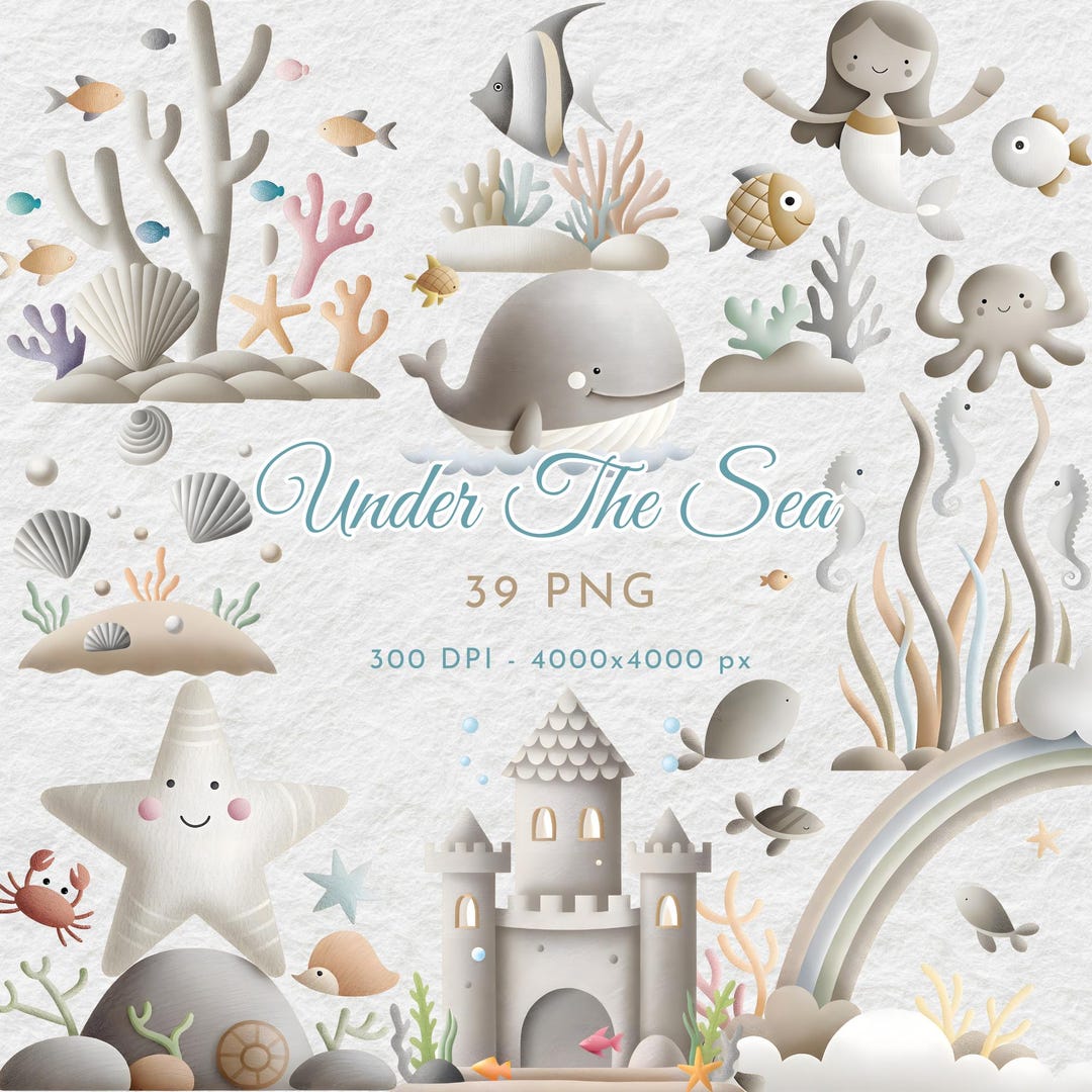 Under the Sea Clipart Bundle | Ocean Life Illustrations for Kids | Cute ...