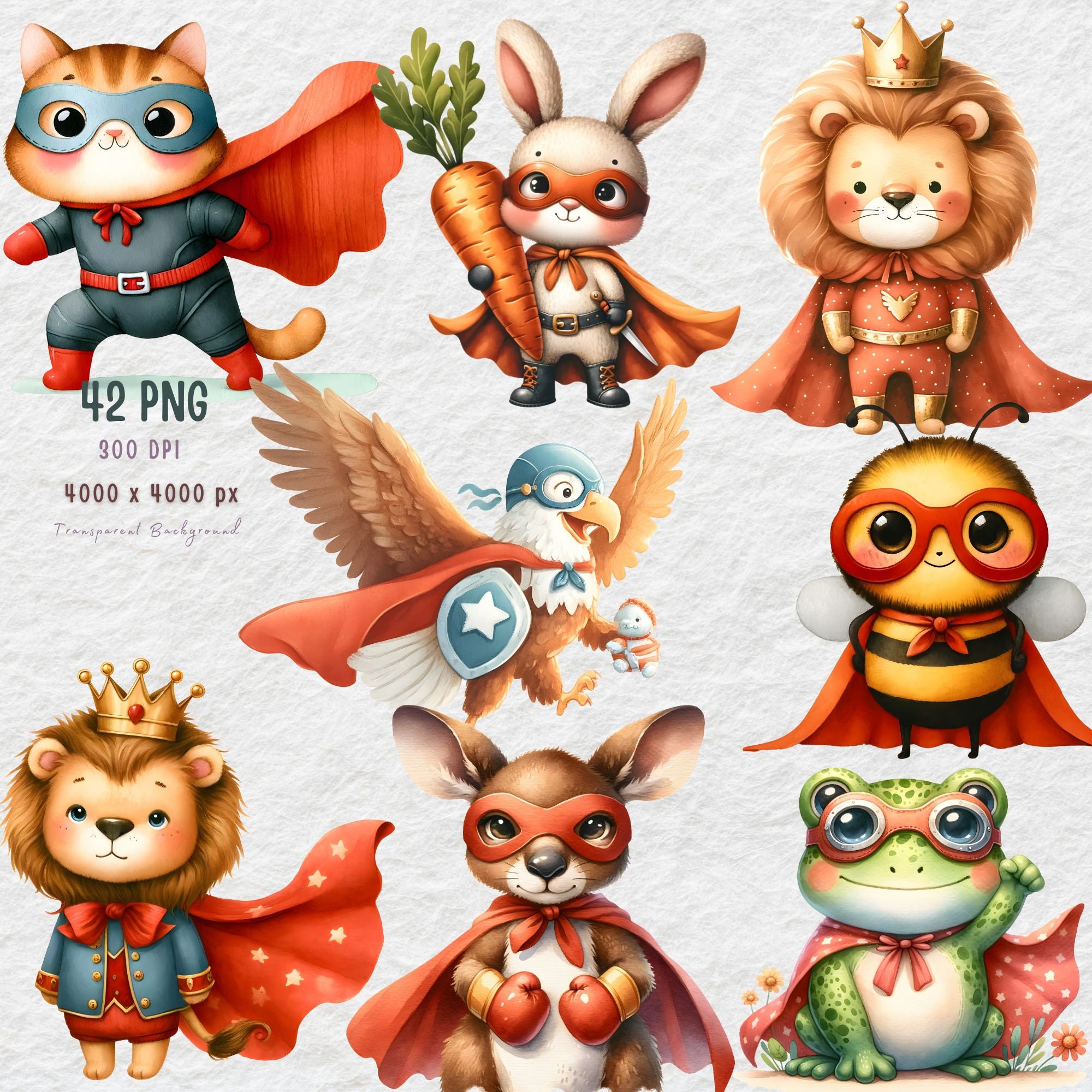 Superhero Animal Clipart, Superhero Clipart , Cute Animals Clipart ...