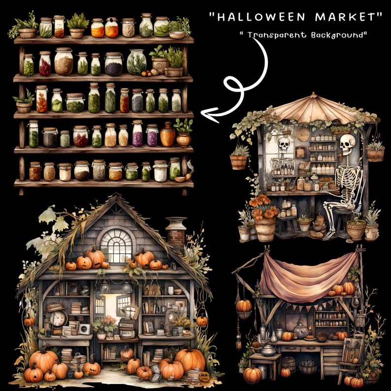 Watercolor Halloween Png, Halloween Storefronts, Spooky Store Images ...