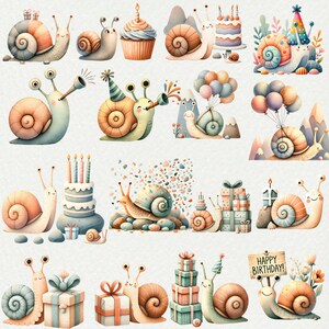 Snail Birthday Clipart, Watercolor Snail Clipart, Snail Clipart, Little ...