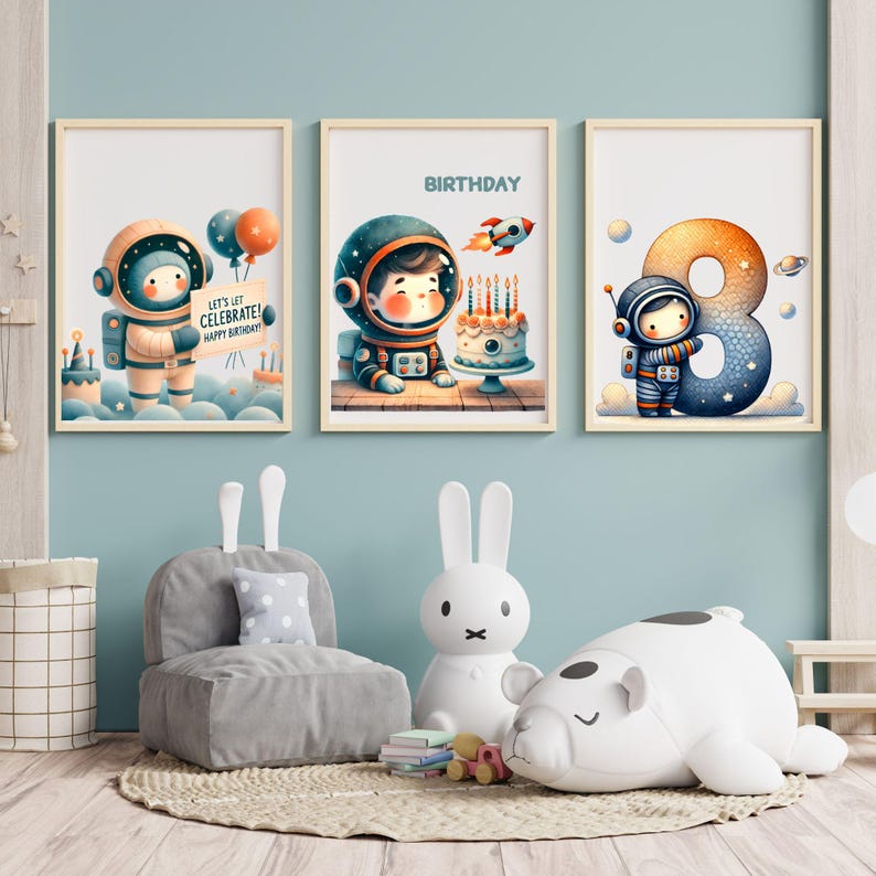 Watercolor Space Birthday Party Png, Planets Rocket Ship Astronaut ...