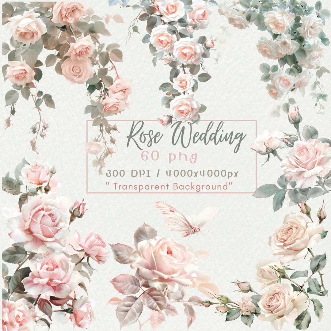 Soft Pastel Pink Rose Clipart, Pink Rose Png, Watercolor Roses, Blush ...